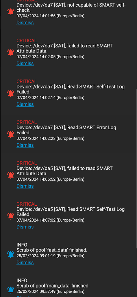 TrueNAS Core: Can't execute SMART check "Not capable of smart self check" resulting in BUG ...