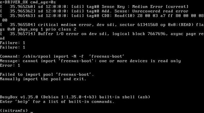 Freenas-boot failure - TrueNAS General - TrueNAS Community Forums