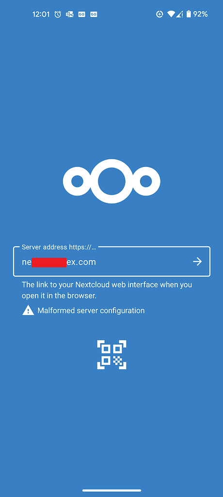 NextCloud Android App give Malformed server configuration - Apps and Virtualization - TrueNAS ...