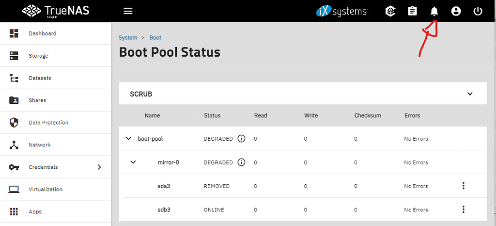 Boot Pool degraded - no warning - TrueNAS General - TrueNAS Community Forums
