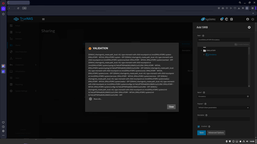 ACL type mismatch with child mountpoint a - TrueNAS General - TrueNAS Community Forums