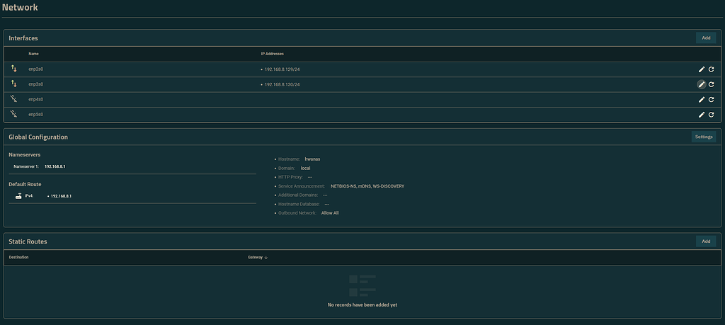 No connection via ethernet after setting up a static IP - TrueNAS ...