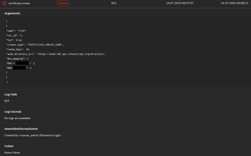 Issues setting up acme.sh - TrueNAS General - TrueNAS Community Forums
