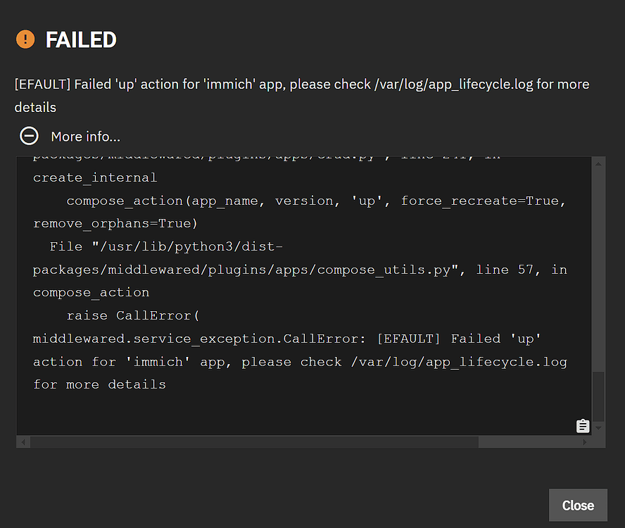 Immich install fails on 24.10 - Apps and Virtualization - TrueNAS Community Forums