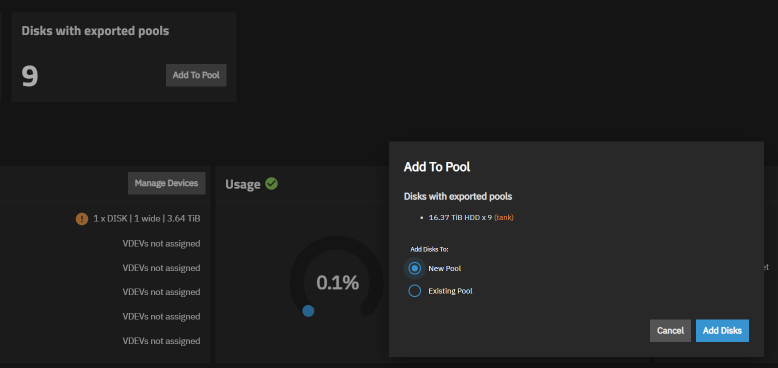 Difference between "Import Pool" and "Disks with Exported Pools" - TrueNAS General - TrueNAS ...